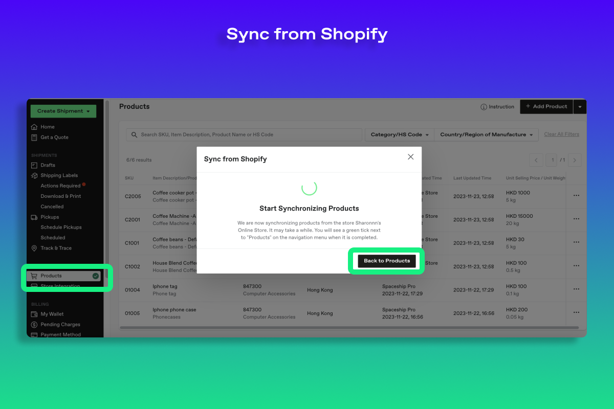 Shopify Product Sync