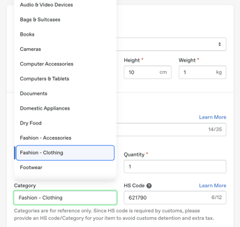 Add Harmonised Code(HS Code) to Your Shipping Item